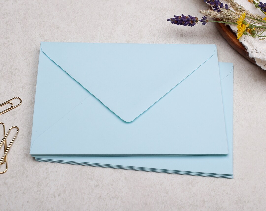 C6 Light Blue Envelopes With Gummed Flap - Envelope for Letter Writing ...