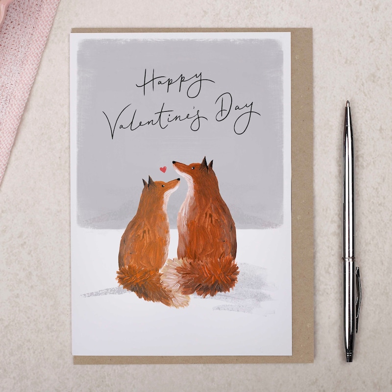 Fox Valentine Card - Etsy