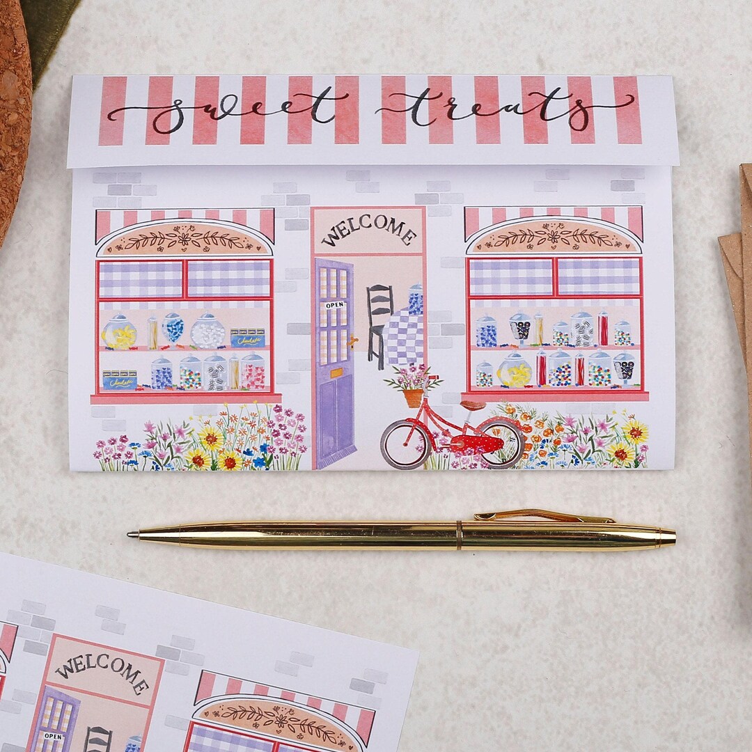 A5 Origami Letter Writing Paper With Pink Shop Front - Lined or Unlined ...