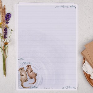 A4 Letter Writing Paper With Blue Otter Design - Lined or Unlined ...