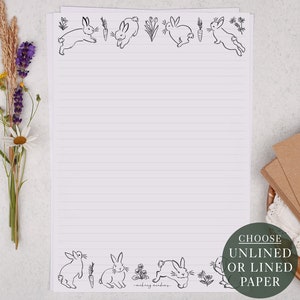 Easter A4 Letter Writing Paper Sheets | Linear Bunny Rabbit Border ...