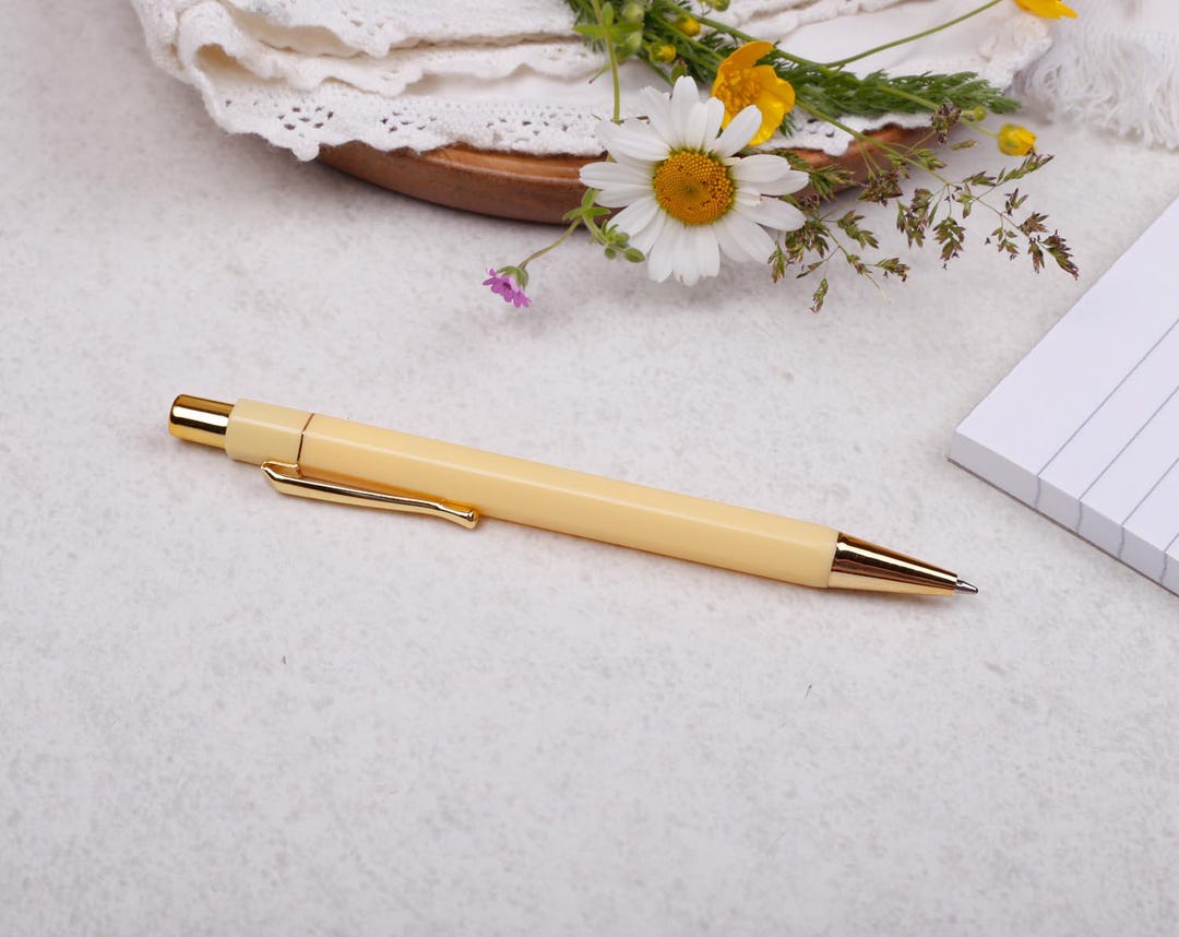 Yellow & Gold Pen - Luxury Ballpoint for Writing or Wedding Guest Book ...