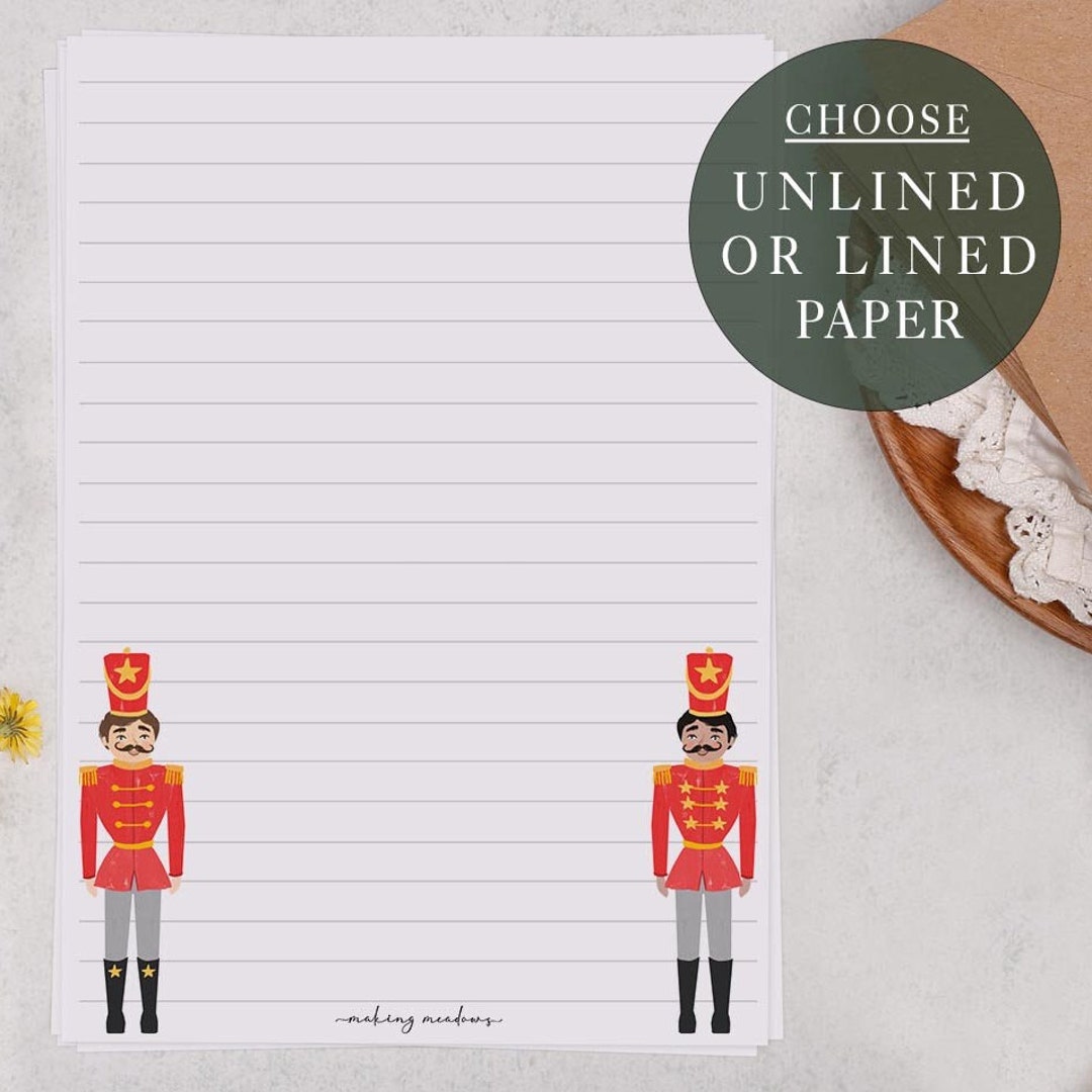 A5 Christmas Letter Writing Paper Sheets | Nutcracker Soldier | Lined ...