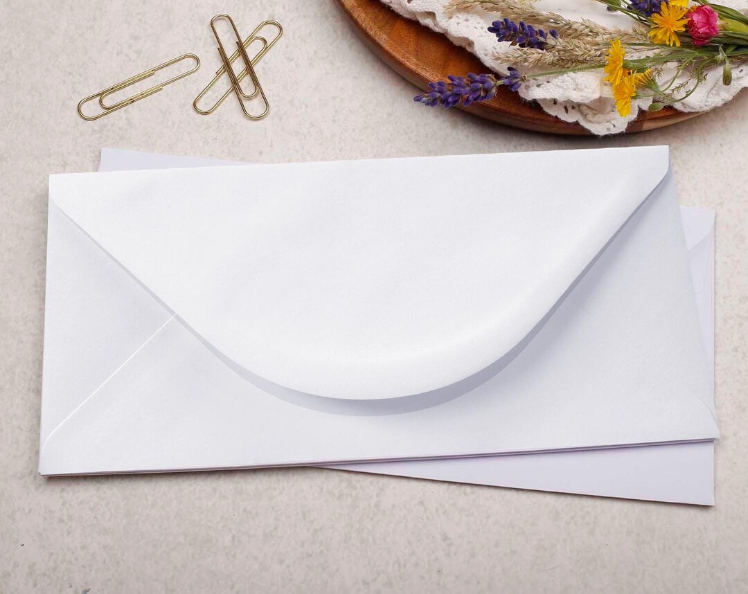 DL White Envelopes With Gummed Flap - Plain Envelope for Letter Writing ...