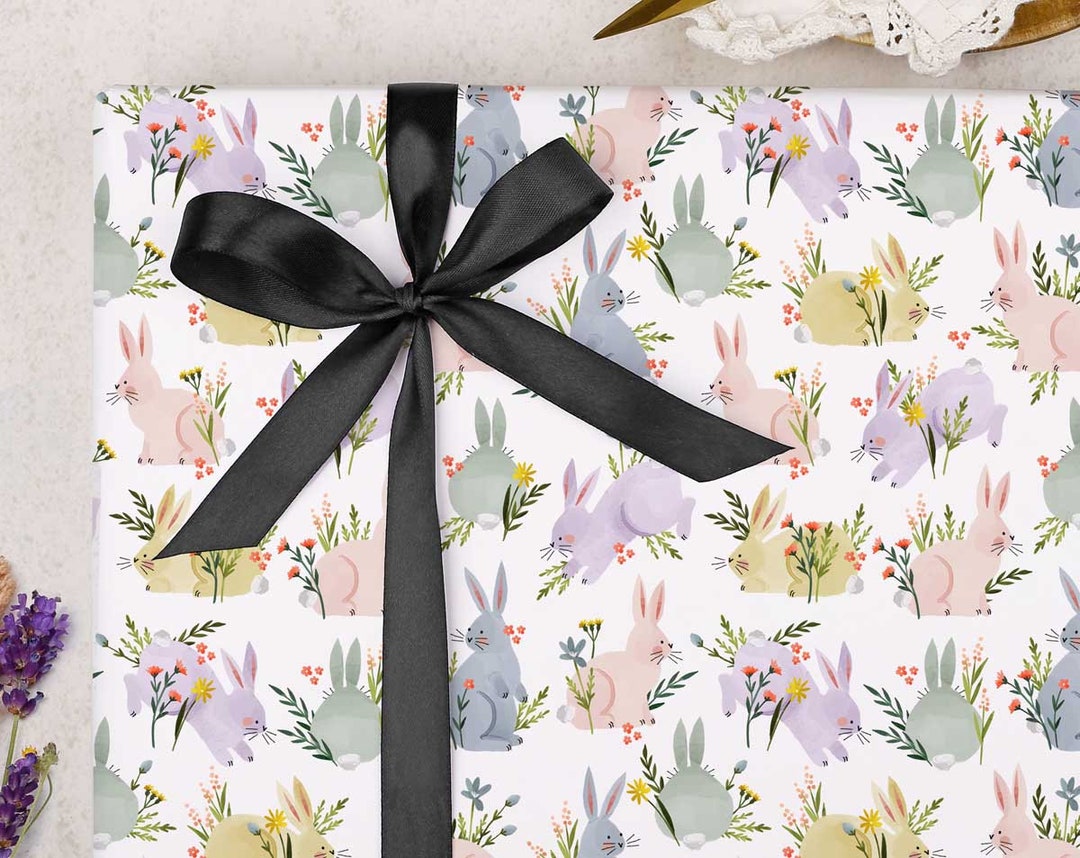 Wrapping Paper for Her | Bunny Rabbit Gift Wrap | FOLDED Single Sheet ...
