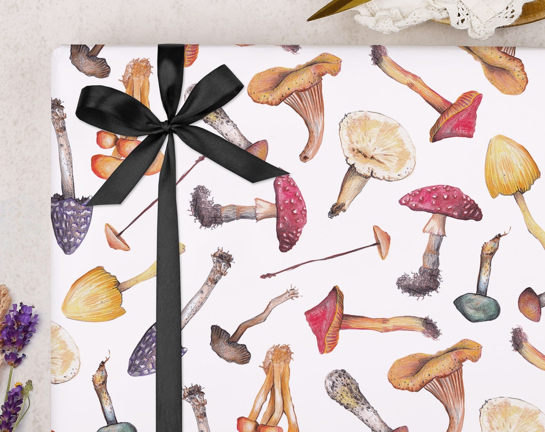 Mushroom Wrapping Paper | Fungi Gift Wrap With Cute Mushrooms Design ...