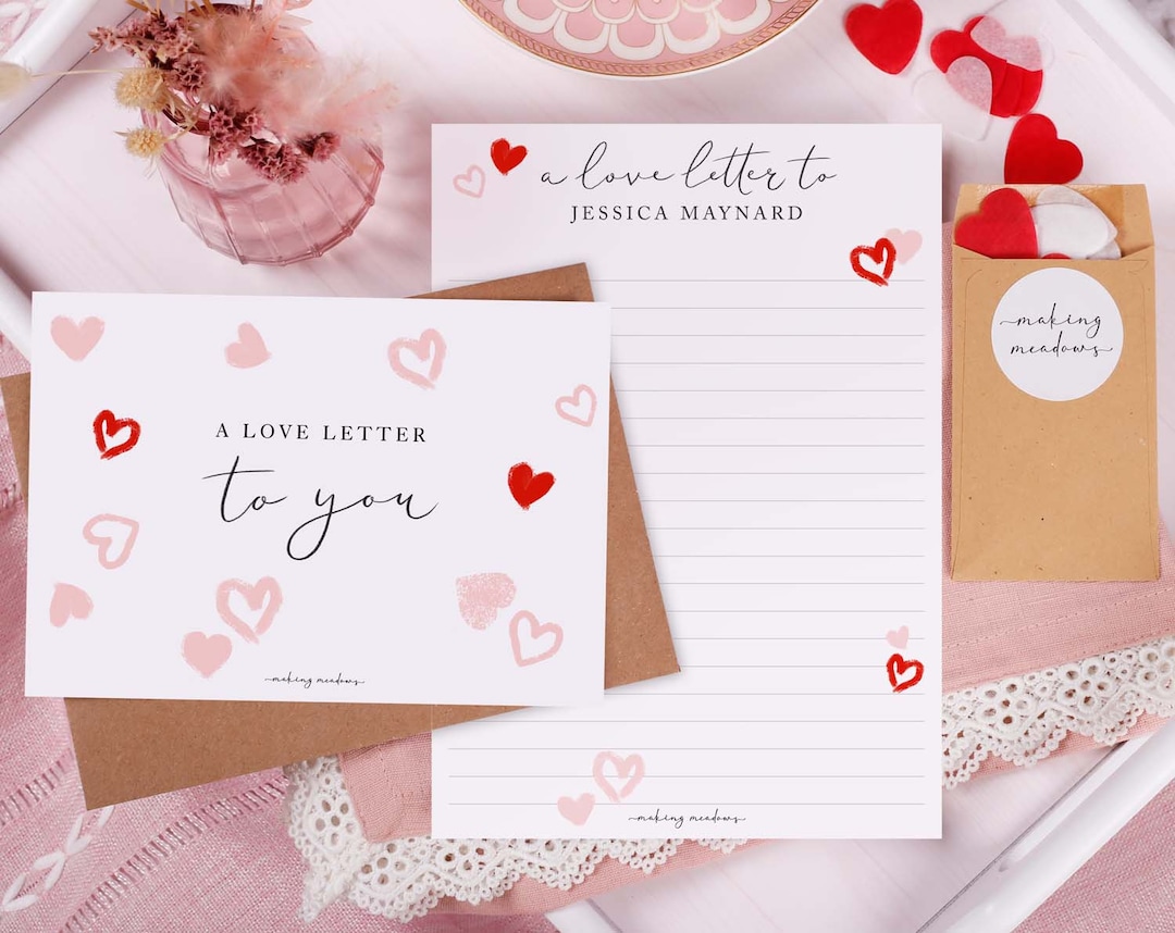 Personalised Love Letter With Heart Confetti | Valentine's Gift ...