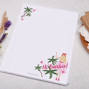 A4 Barbie Letter Writing Paper Sheets | Miami Barbie & Sparkle Design ...