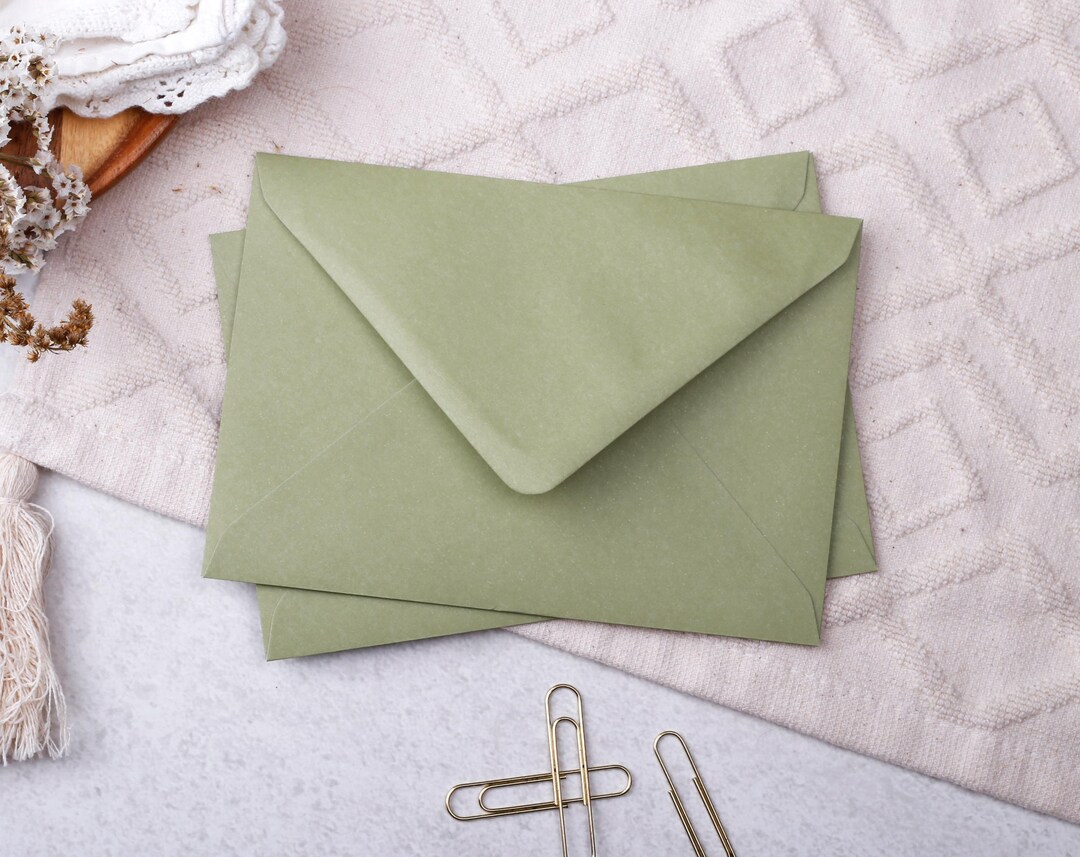 C6 Olive Green Envelopes With Gummed Flap - Envelope for Letter Writing ...