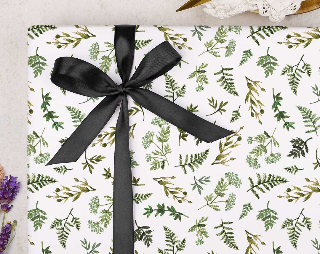 Wrapping Paper for Her | Botanical, Leaf Gift Wrap | FOLDED Single ...