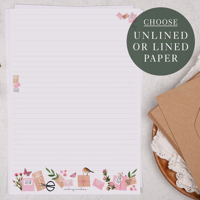 Decorative Lined Writing Paper - Etsy
