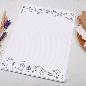 Easter A4 Letter Writing Paper Sheets | Linear Bunny Rabbit Border ...