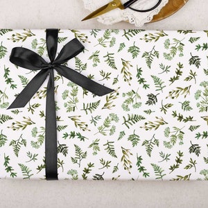 Wrapping Paper for Her | Botanical, Leaf Gift Wrap | FOLDED Single ...