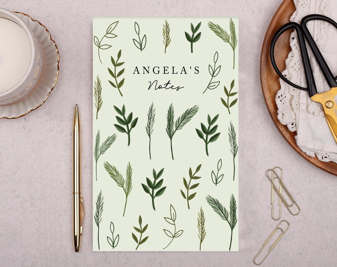 Personalised Notebook in Botanical Leaf Design - Office Desk Pad or to ...
