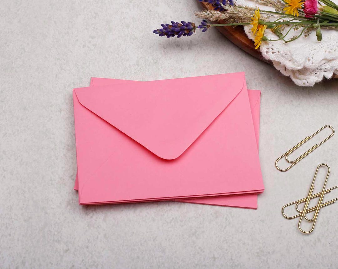 C7 Small Pink Envelopes With Gummed Flap - Tiny Coloured Envelope for ...
