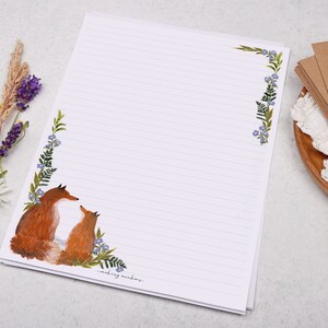 A4 Letter Writing Paper Sheets | Foxes and Meadow Florals | Lined or ...