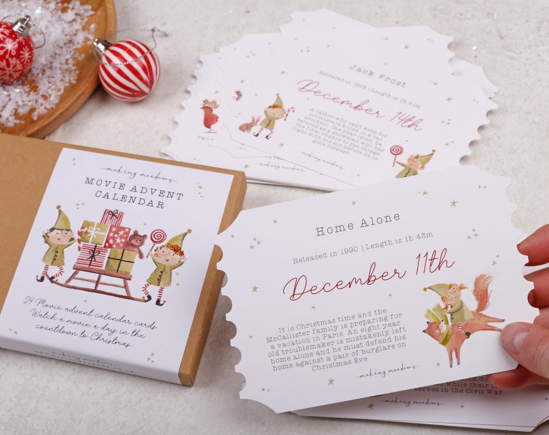 24 Christmas Movie Advent Calendar Cards | Watch a Movie a Day in the ...