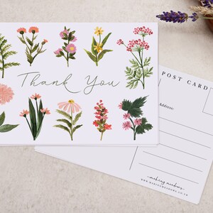 Pink Floral Thank You Postcard Pack | Wedding or Party Thank You ...