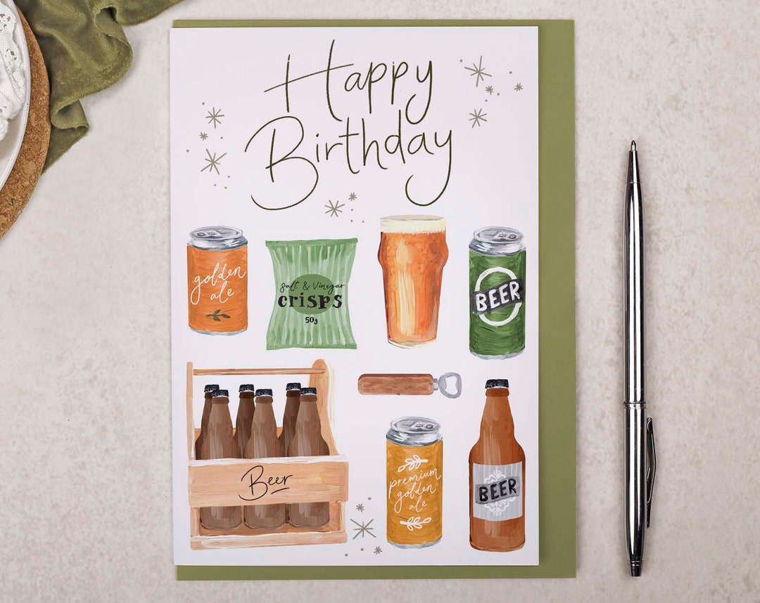 Pub Pint of Beer Birthday Card for Male | Ale & Lager Happy Birthday ...
