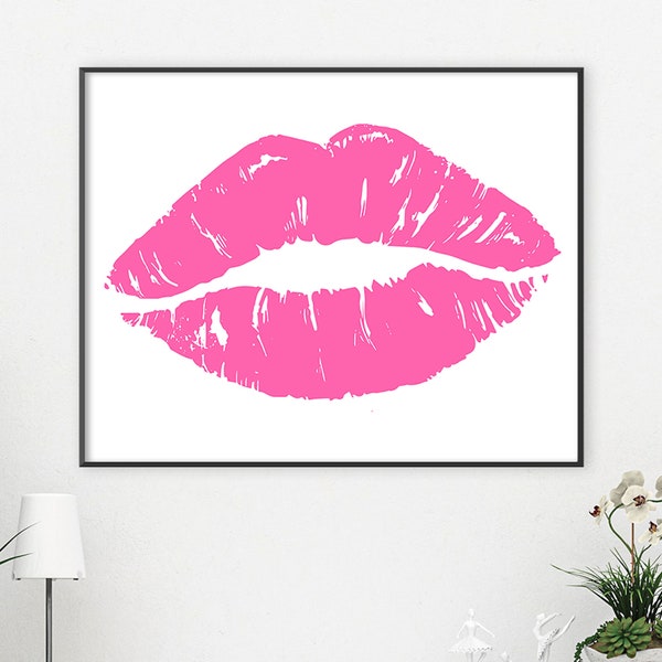 Pink Lips Wall Art - Etsy
