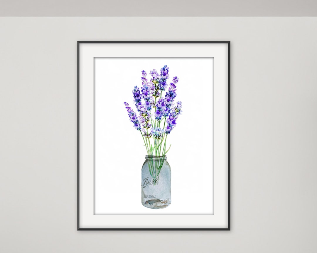 Lavender Watercolor, Lavender Wall Art, Lavender Flowers, Purple Wall ...