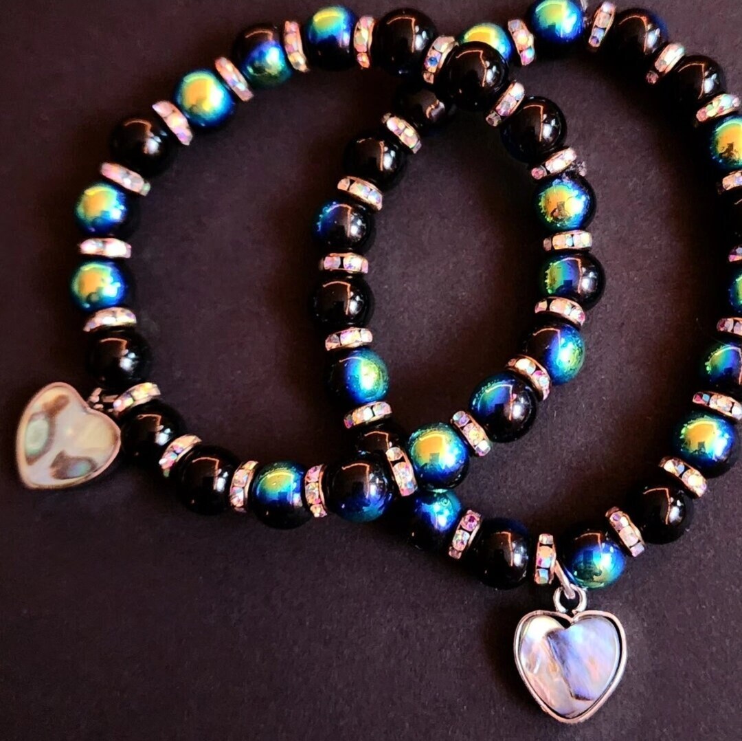 Blue Cosmos Heart Stone Bracelet - Etsy