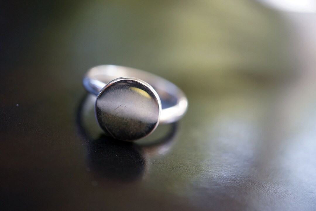 Sterling Silver Signet Ring Plane Ring Joint Ring Personality Round ...