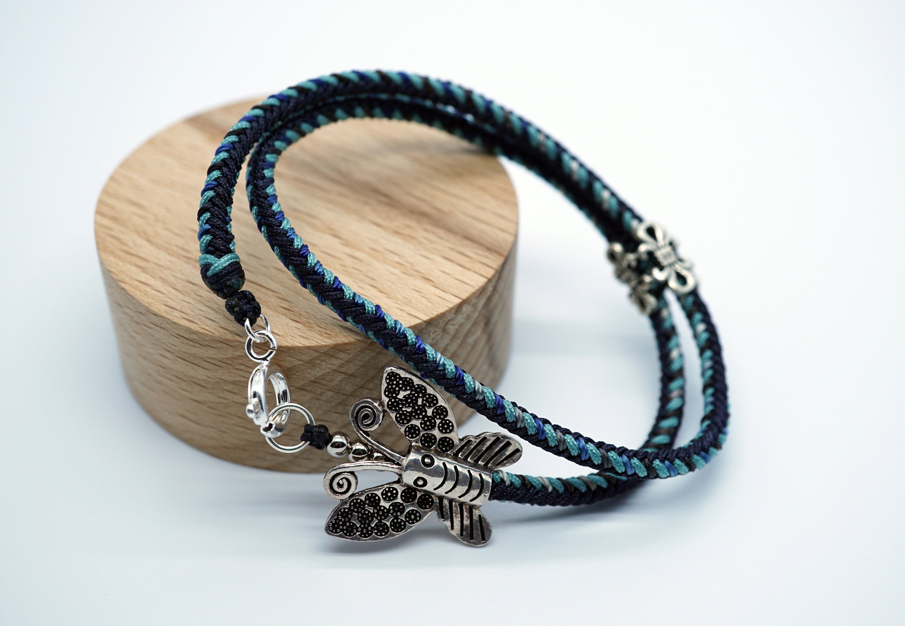 Braided Multi Color Cord Bracelet 2 Strands Bracelet With 925 - Etsy