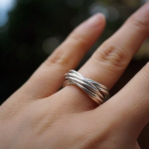 11 Bands Interlock Ring, Stack Sterling Silver Ring, Multi Bands Ring ...