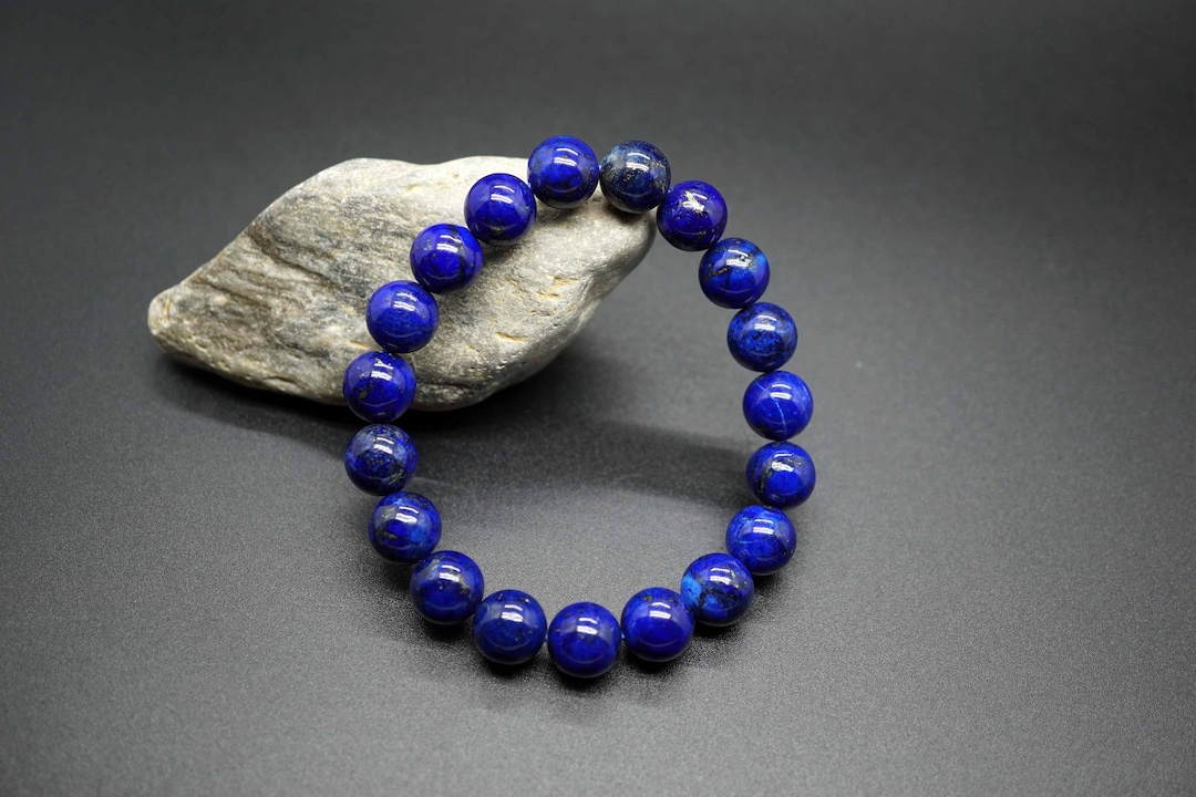 Natural Lapis Lazuli Bracelet, Deep Blue Lapis Bracelet, High Grade ...