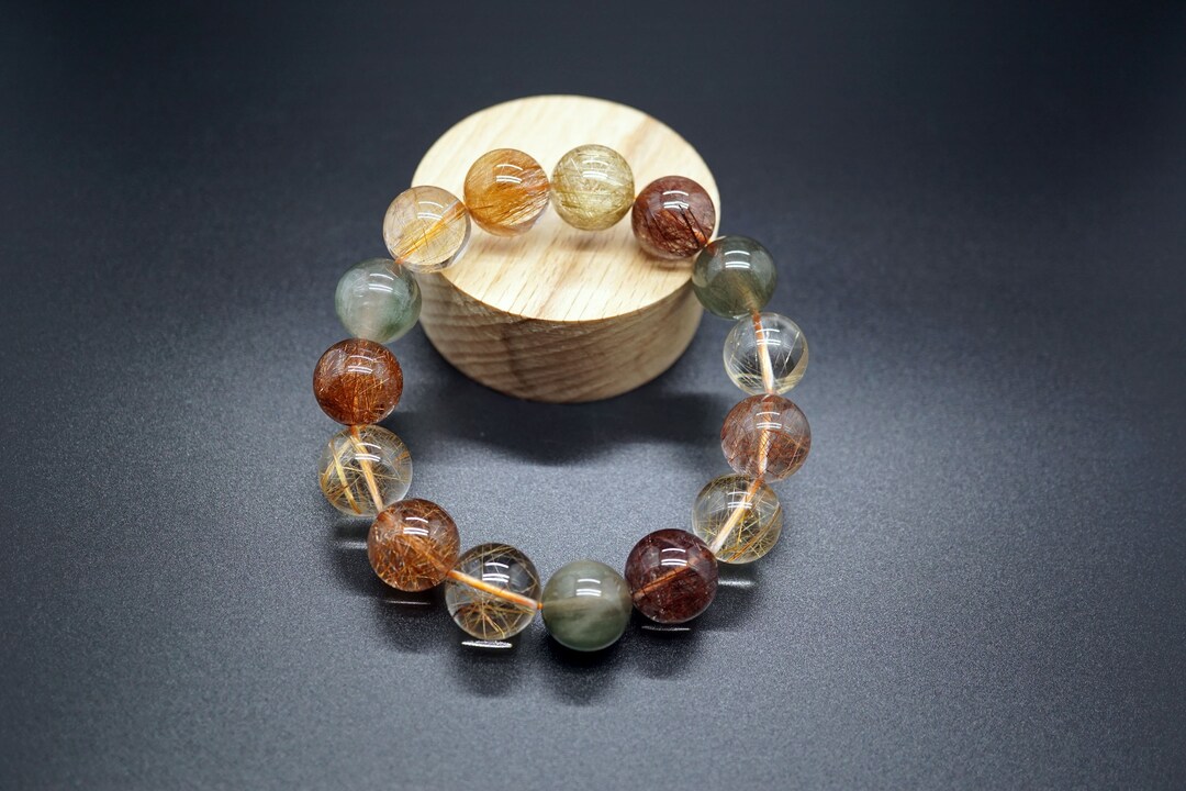 Natural Rutilated Quartz Bracelet, Healing Quartz, Multi-color ...