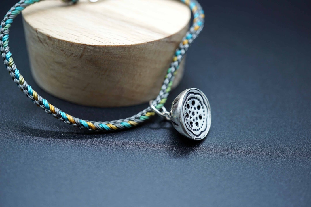 Braided Cord Bracelet, Colorful Rope Knot Bracelet, Silver Charm ...