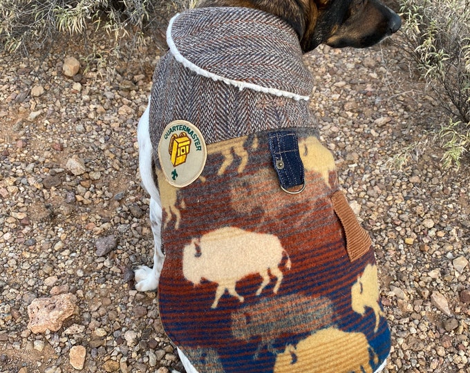 Vintage Pendleton Blanket Dog Jacket, Upcycled Dog Coat, Wool Lined ...