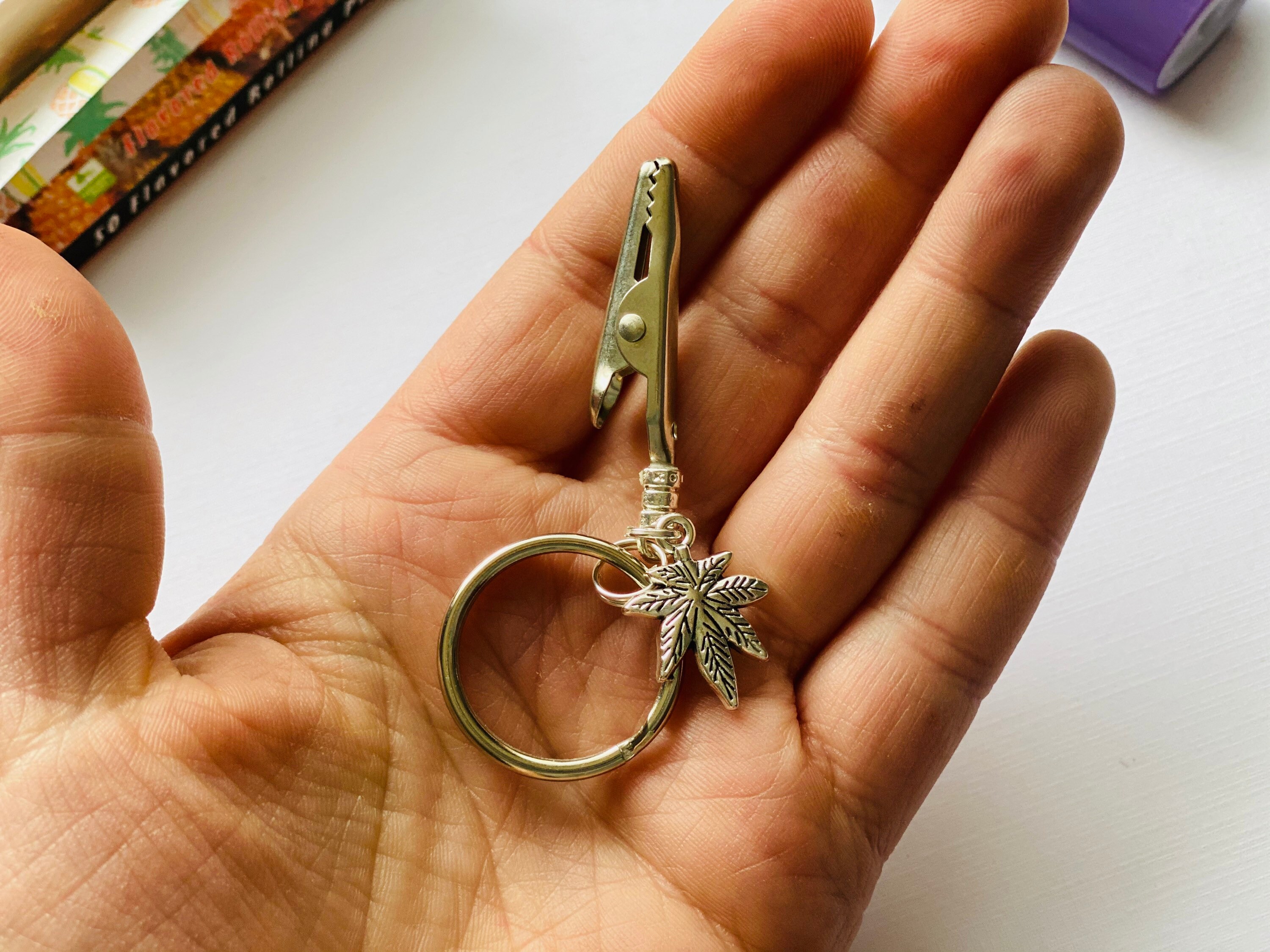 Roach clip key ring roach clip keychain small silver roach | Etsy