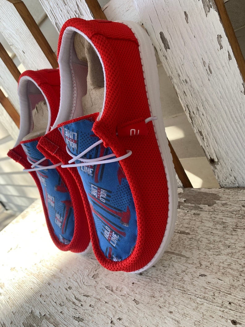 Custom Firefighter Red Line Hey Dude Shoe - Men’s - Etsy
