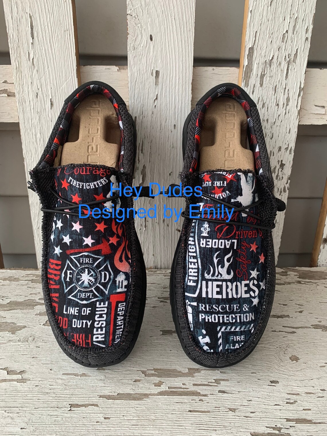 Custom Firefighter Flame Hey Dude Shoe Mens - Etsy