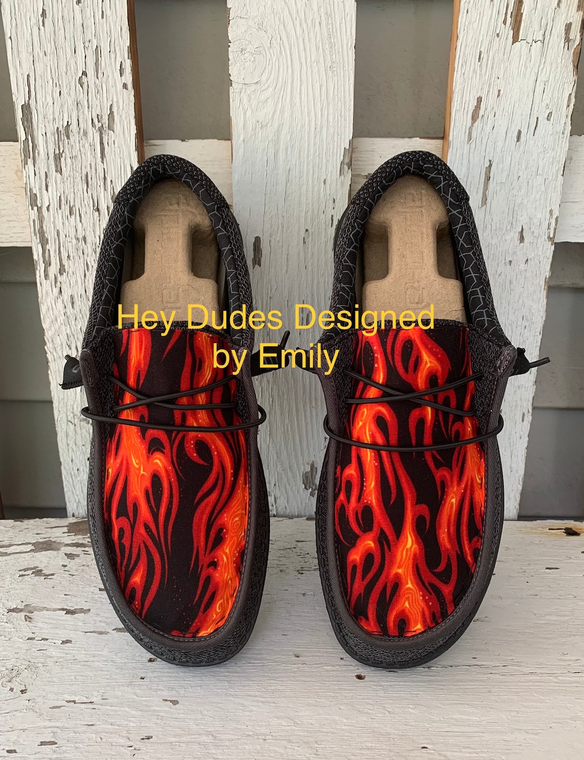 Custom Firefighter Flame Hey Dude Shoe Mens - Etsy