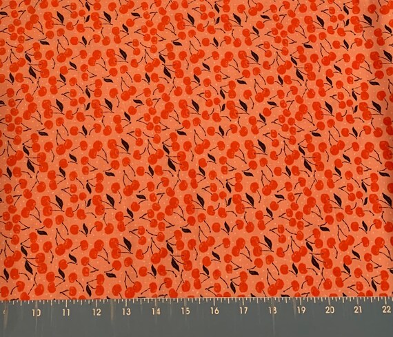 Materials Fabric Cute Tossed Cherry Fabric with Pink Background 100% ...