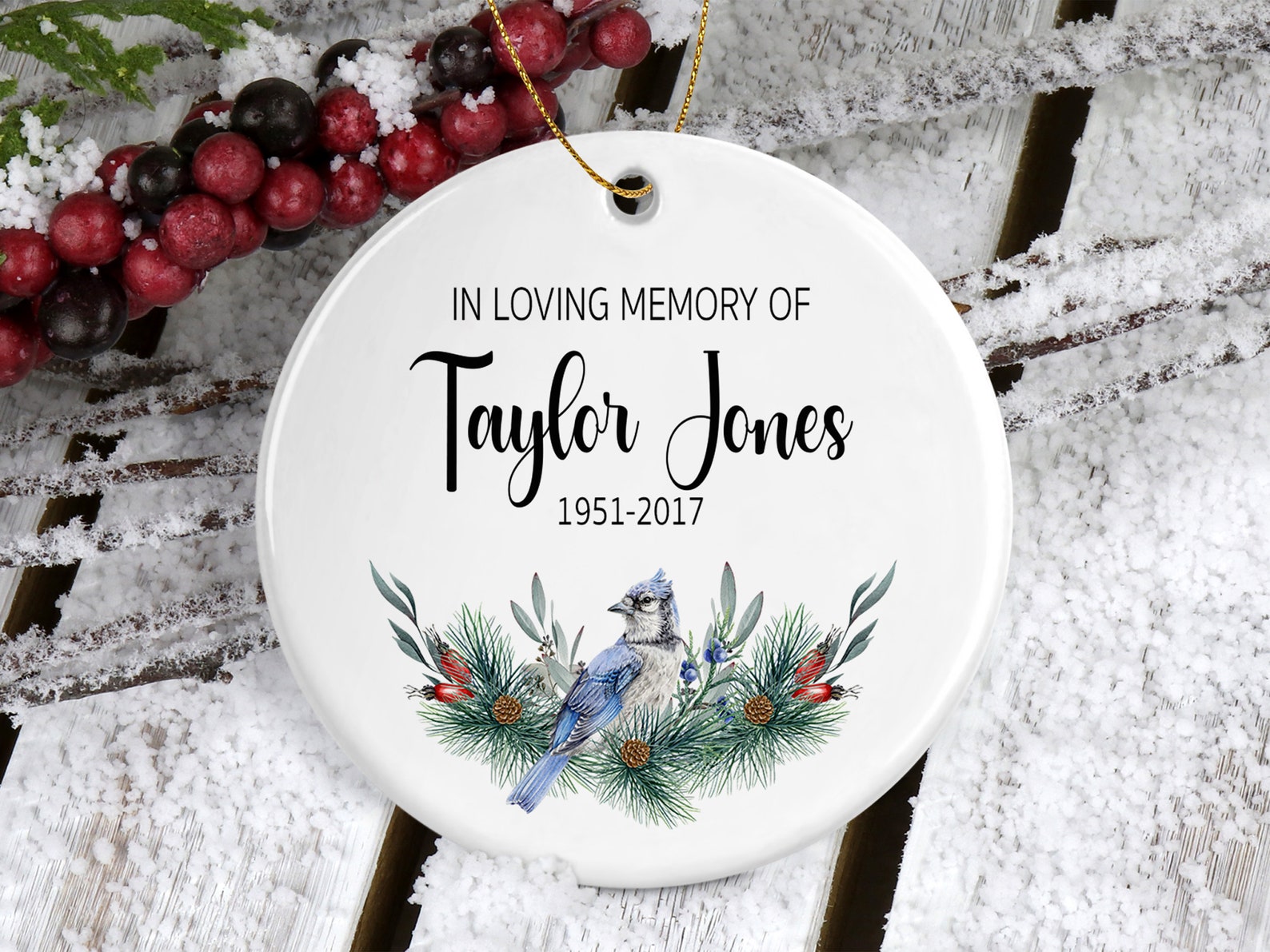 PERSONALIZED Memorial Christmas Ornament Sympathy Gift Blue - Etsy