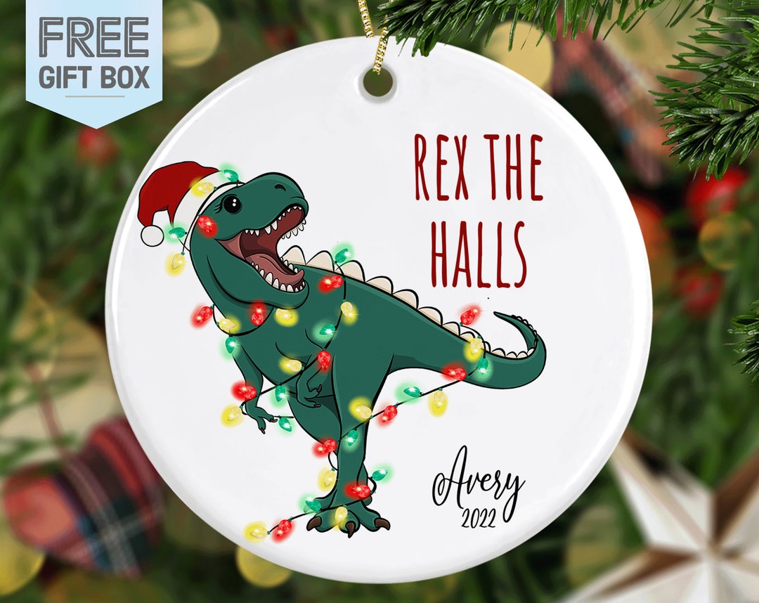 Personalized Rex the Halls Christmas Ornament, Tyrannosaurus T-rex ...
