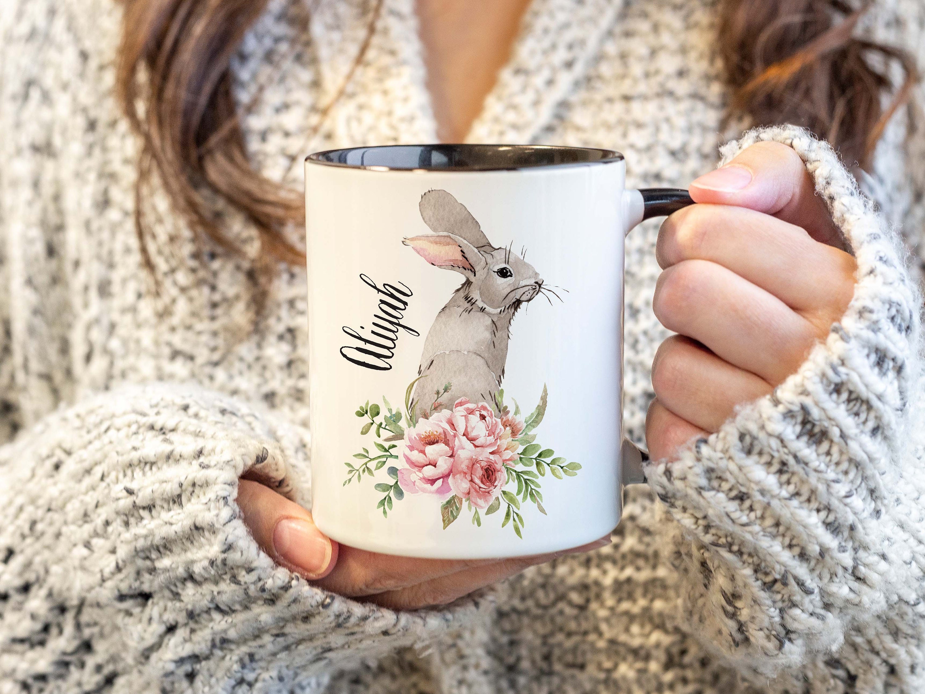 PERSONALIZED Bunny Mug, Easter Bunny, Easter Gift, Gift for Her, Easter ...