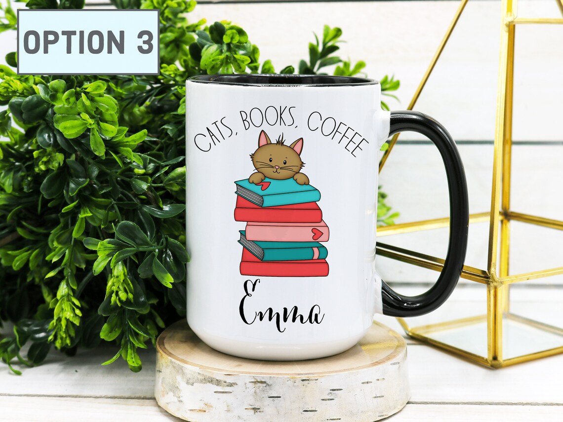 PERSONALIZED Books and Coffee Mug Book Coffee Mug Book Lover | Etsy