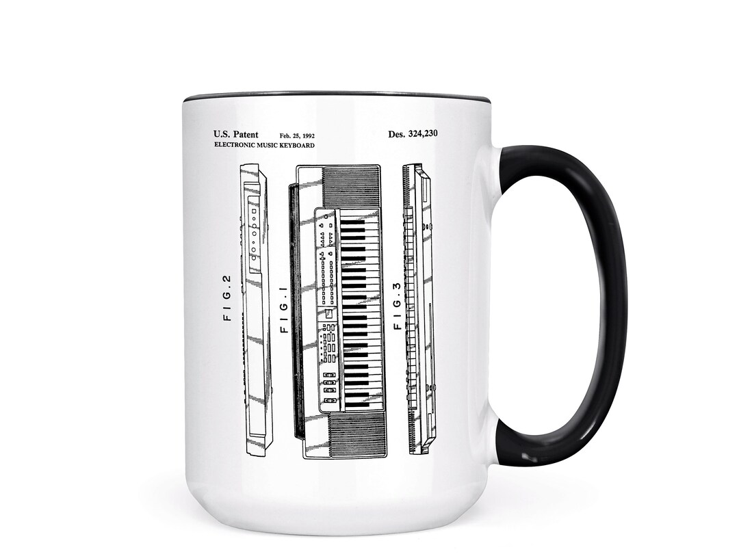 Vintage Electric Keyboard Blueprint Mug: Musician Gift - Etsy