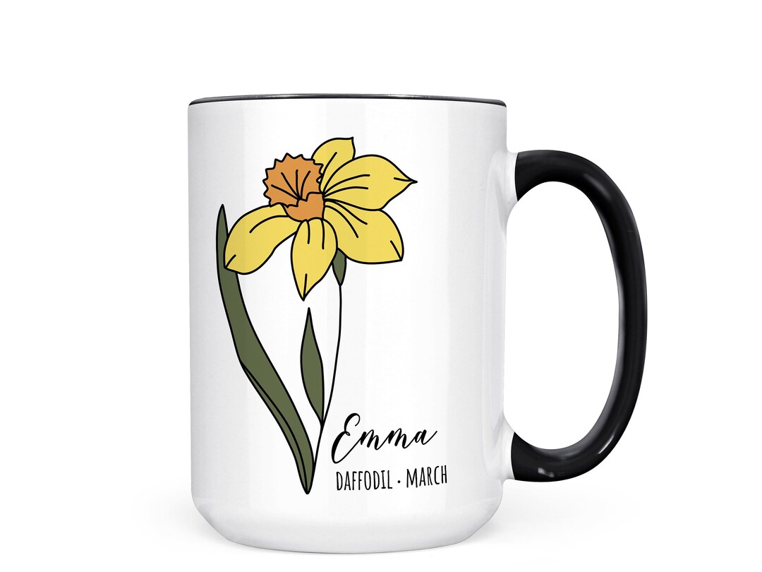 Personalized Daffodil Mug: March Birth Flower Gift - Etsy