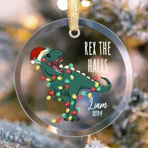 Personalized Rex the Halls Christmas Ornament, Tyrannosaurus T-rex ...