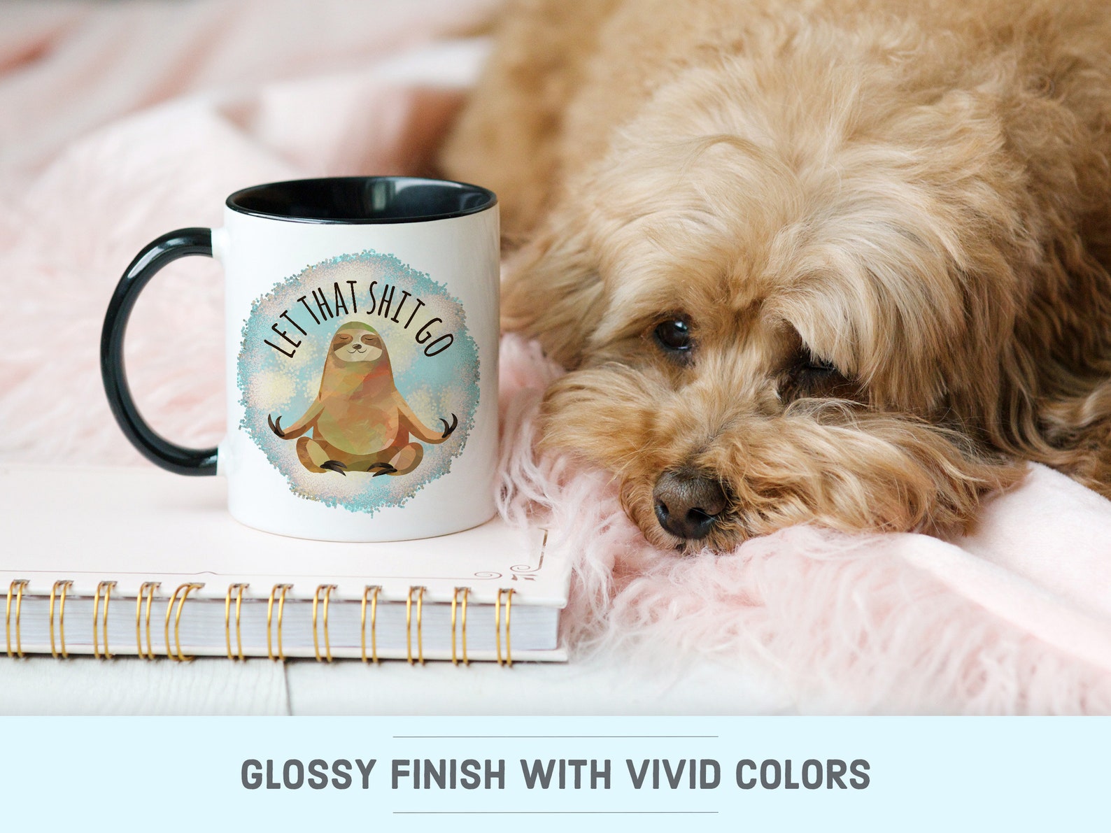 Funny Let That Shit Go Sloth Coffee Mug, Sloth Coffee Mug, Yoga Coffee ...
