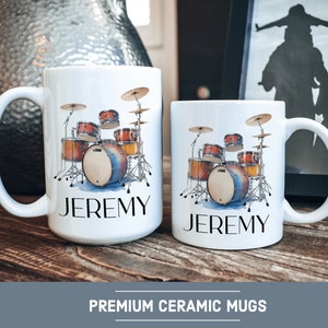 PERSONALIZED Drum Mug, Drum Coffee Mug, Drummer Mug, Music Teacher Gift ...
