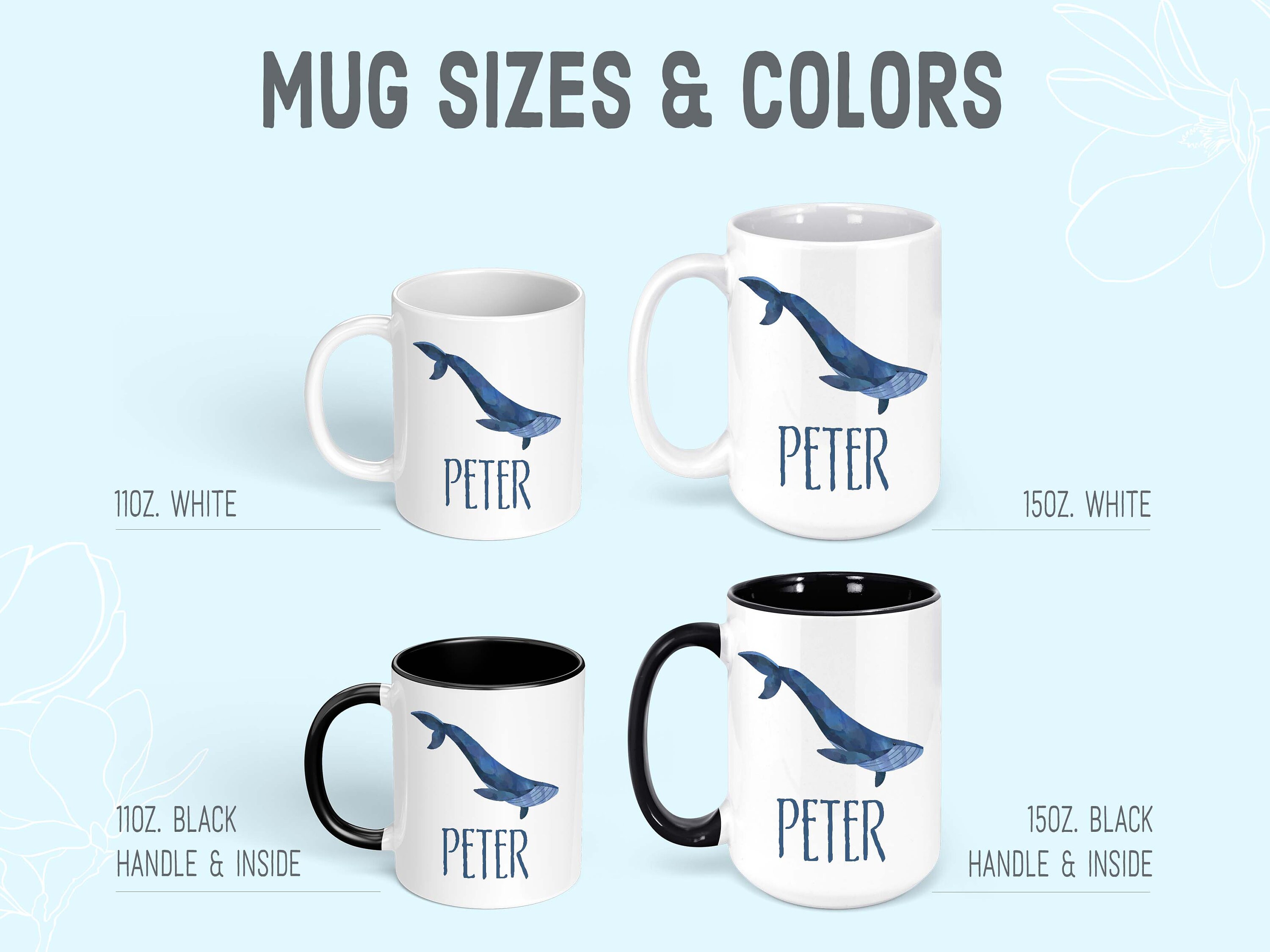 PERSONALIZED Blue Whale Mug Blue Whale Whale Coffee Mug - Etsy