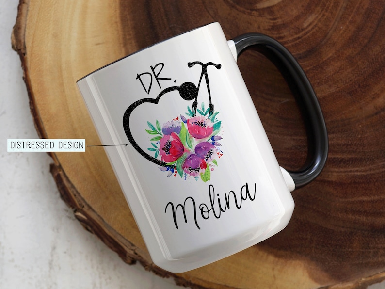 PERSONALIZED Name Stethoscope Floral Doctor Coffee Mug, Doctor ...