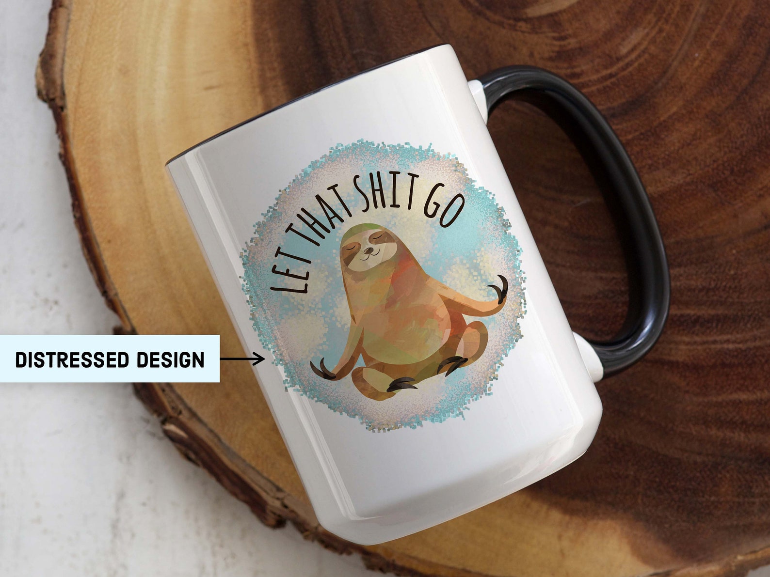 Funny Let That Shit Go Sloth Coffee Mug, Sloth Coffee Mug, Yoga Coffee ...